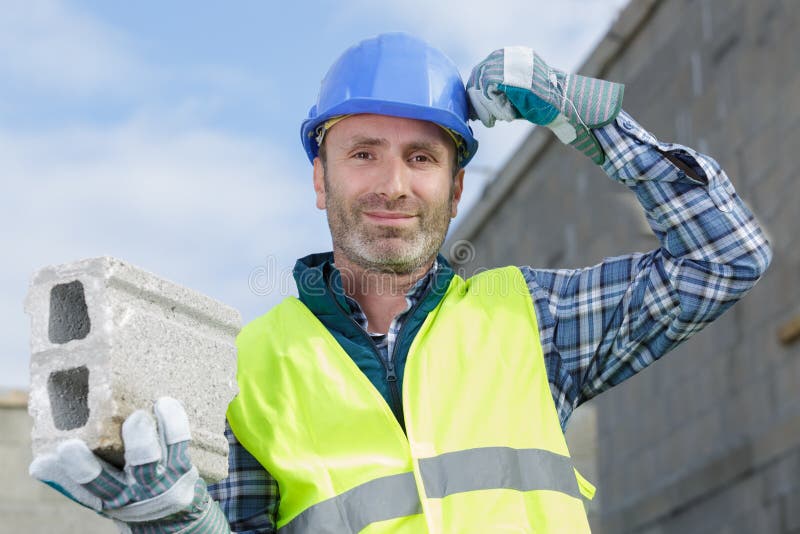 Portrait bricklayer stock image. Image of exterior, mason - 262850285