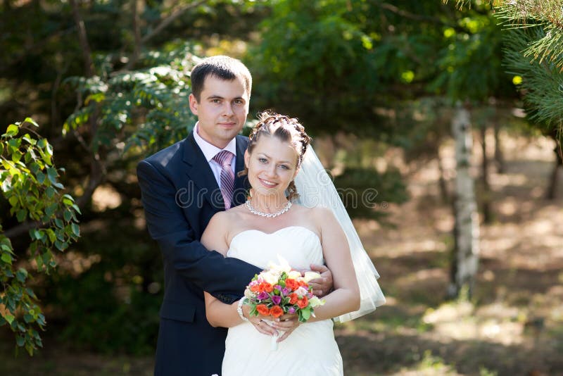 Portrait of the Bride and Groom Stock Image - Image of attractive ...