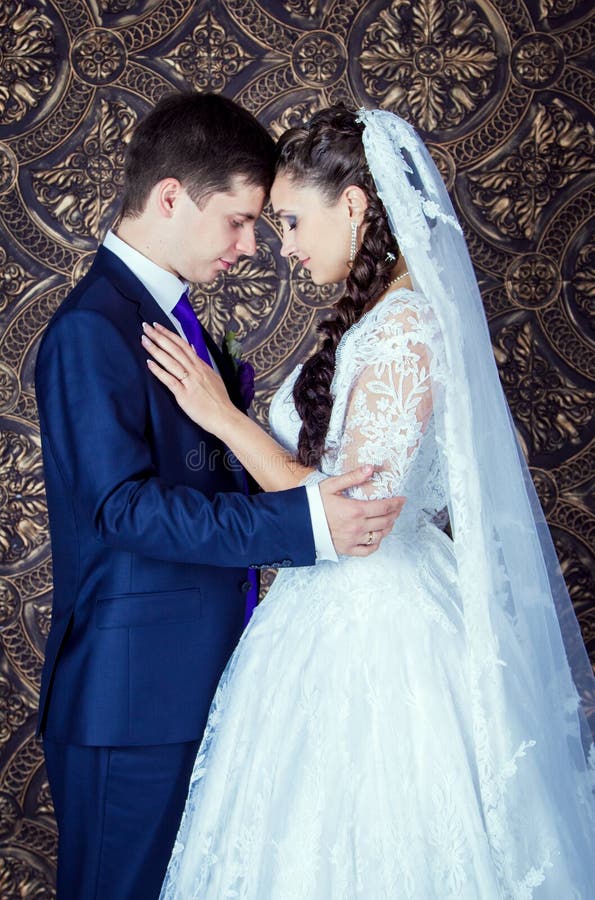 Portrait of Bride and Groom Stock Image - Image of enjoy, brunette ...