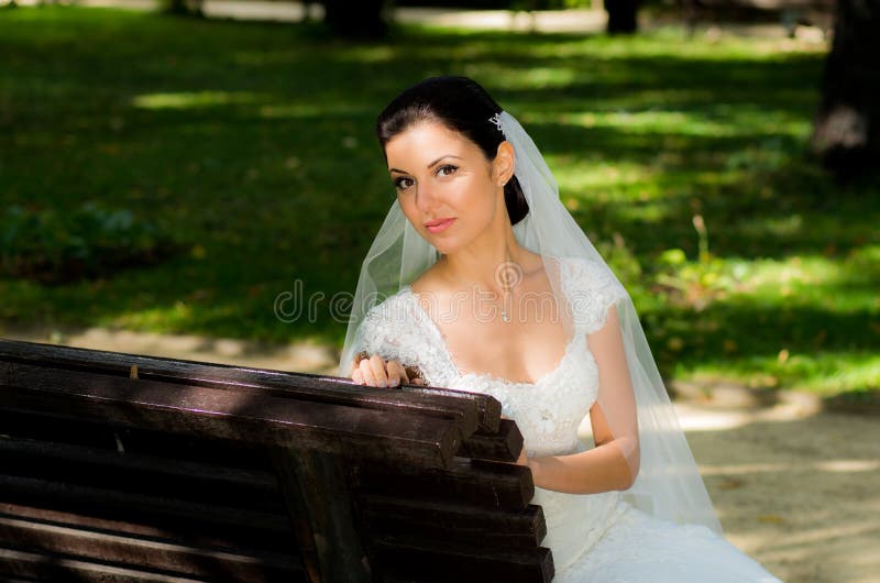 Portrait of the Bride in the Garden Stock Photo - Image of trees ...