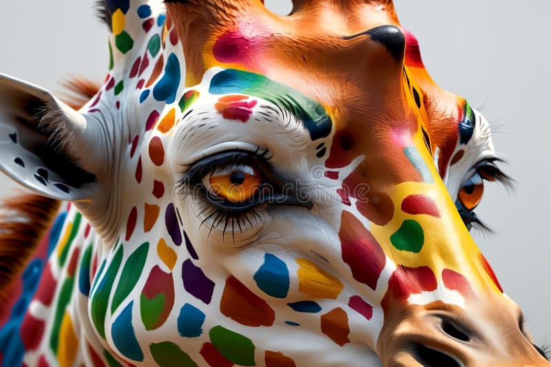 Portrait of a Bright Multi-colored Giraffe Stock Image - Image of ...