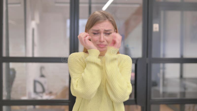 Portrait of Broken Blonde Young Woman Crying Stock Video - Video of ...