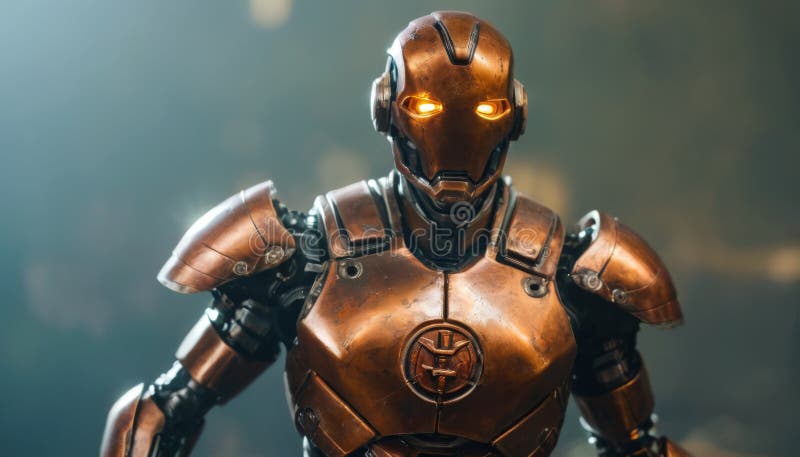 Futuristic Bronze Robot Portrait Stock Illustration - Illustration of ...