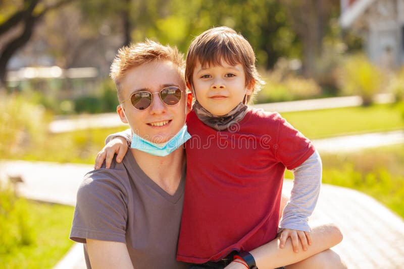 Portrait Brothers Outdoors in Park Stock Photo - Image of hand ...