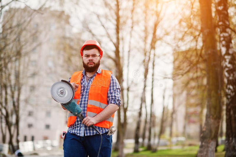 Brutal Beard Worker Man Suit Construction Worker Stock Photo - Image of ...