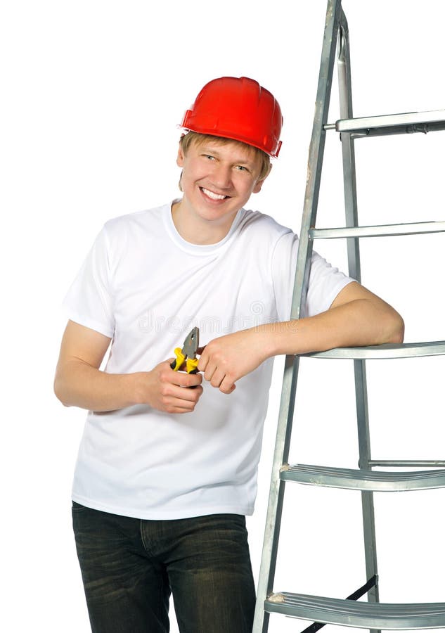Handsome smiling builder stock image. Image of employee - 17214549