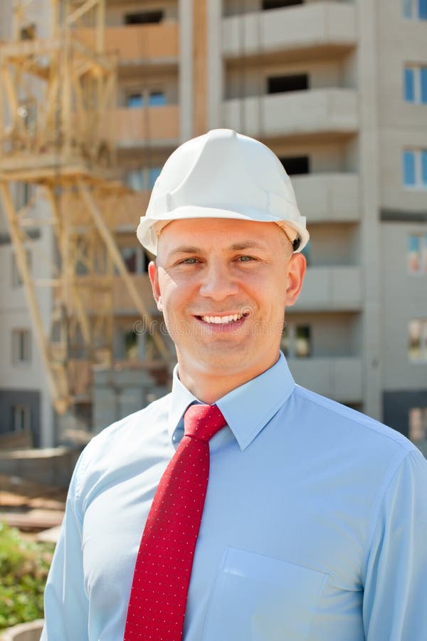 Portrait of Builder at Building Site Stock Photo - Image of plant ...