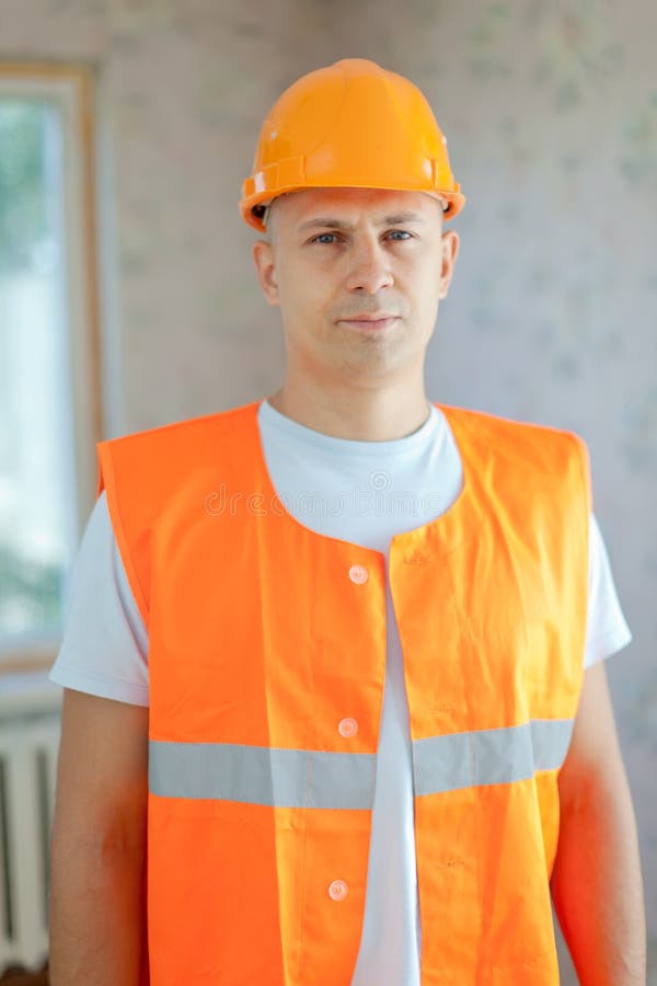 Portrait of Builder at Building Site Stock Photo - Image of plant ...