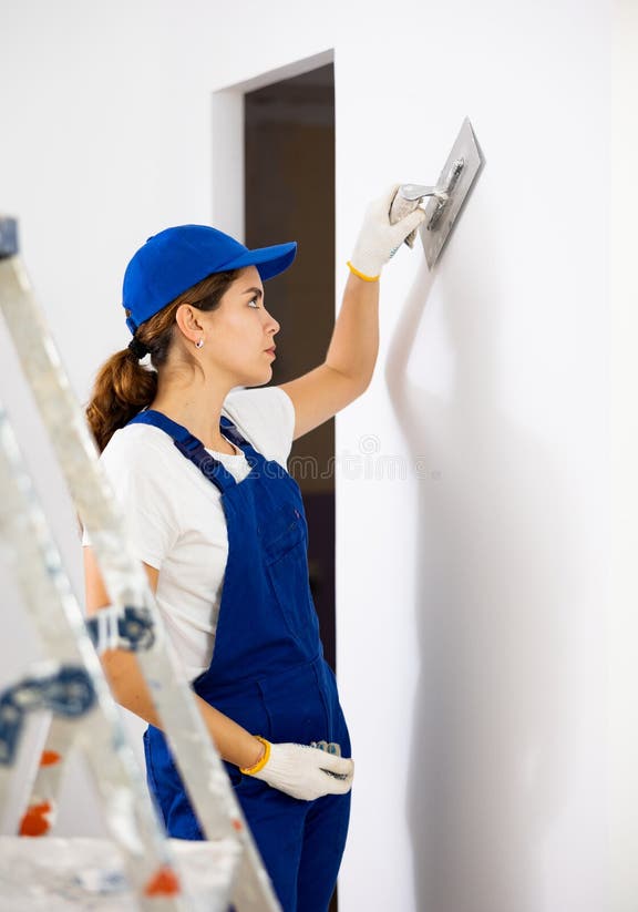 Portrait of Builder in Process of Finishing Work Stock Photo - Image of ...