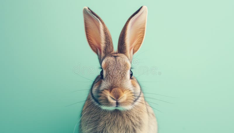 Portrait of Bunny on Green Background. AI Generated. Stock Illustration ...