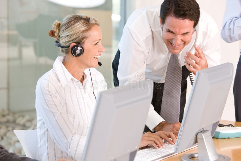 Portrait of Business Colleagues Working on Laptop Stock Photo - Image ...