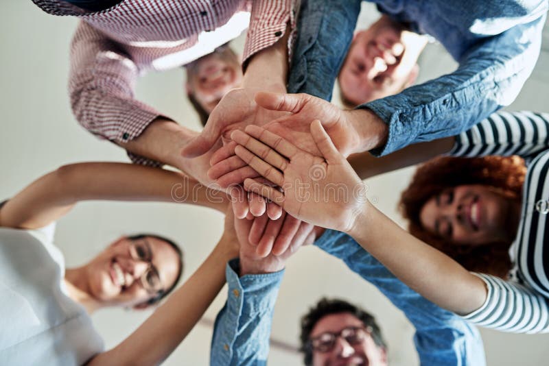 Portrait, Business and Group with Hands Together, Stack and Cooperation ...