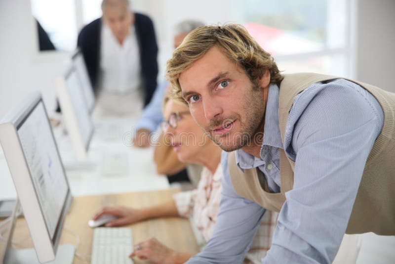 Portrait of Business Instructor in Class Stock Image - Image of smile ...