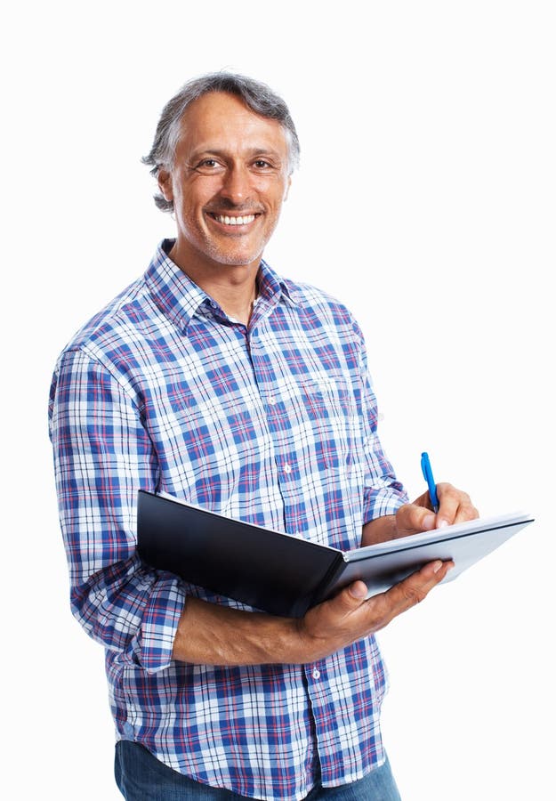 Portrait, Business and Man with Documents, Smile and Employee Isolated ...