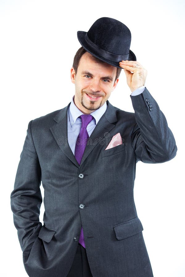 Cute Guy with a Hat on a Head Stock Image - Image of business, looking ...