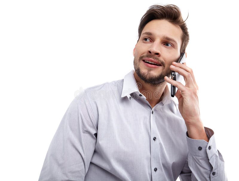 Portrait of Business Man with Mobile Phone Stock Image - Image of ...