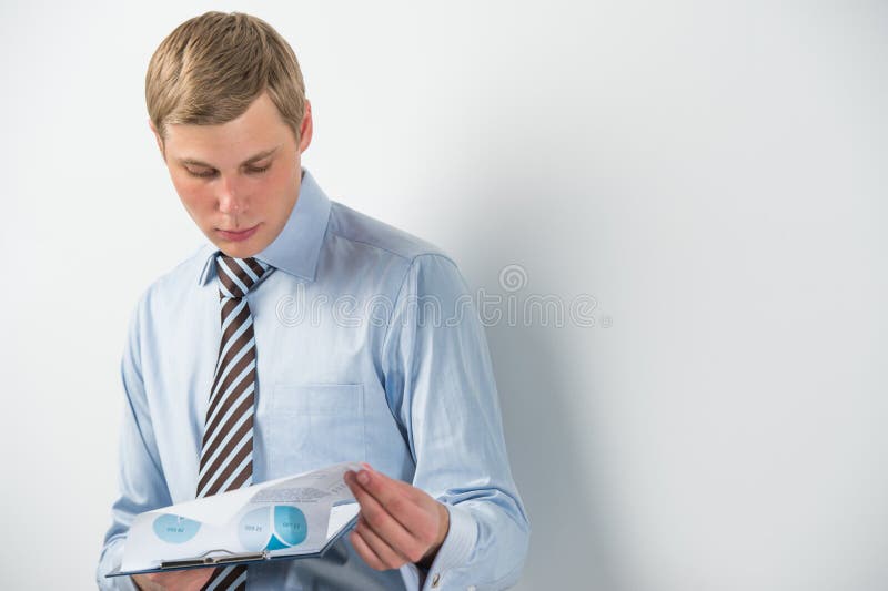 Portrait of a Business Man Reading Documents Stock Image - Image of ...