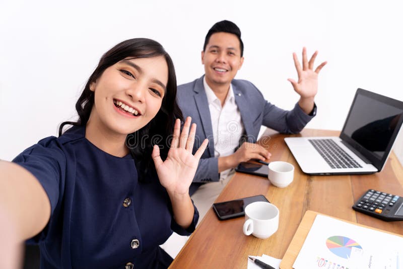 A Portrait of a Business Partner Video Call at Work Stock Photo - Image ...