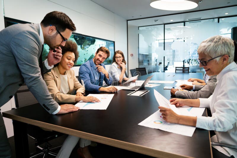 Portrait of Business People, Architects Having Discussion in Office ...