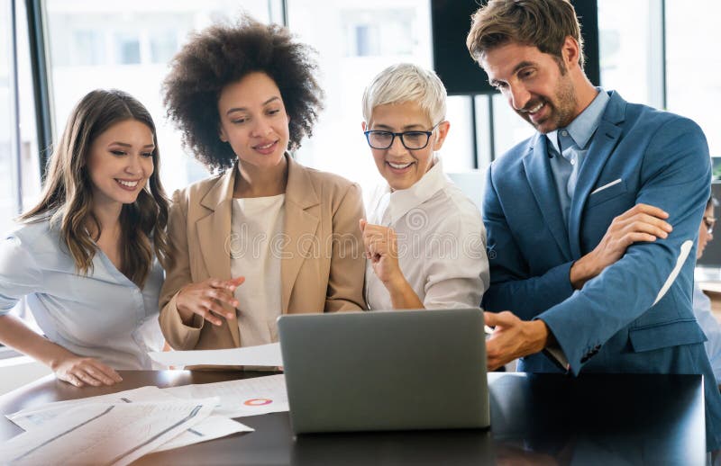 Portrait of Business People, Architects Having Discussion in Office ...
