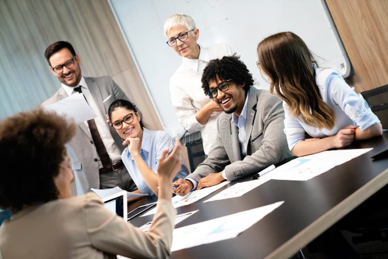 Portrait of Business People, Architects Having Discussion in Office ...