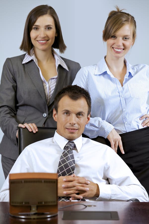 Portrait of Business People Smiling at Office Stock Photo - Image of ...