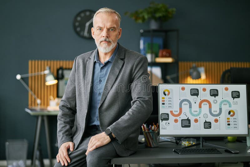 Portrait of Business Professional Analyzing Data in Office Stock Image ...