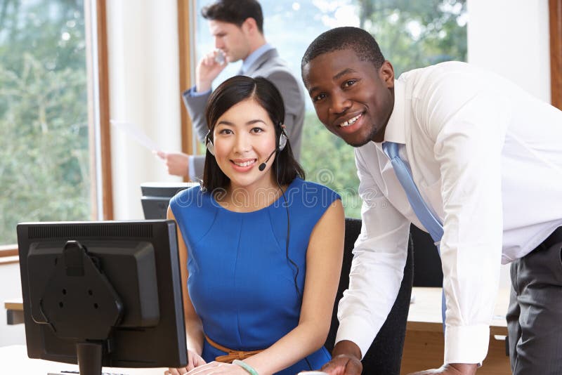 Portrait of Business Team Working in Office Stock Photo - Image of ...