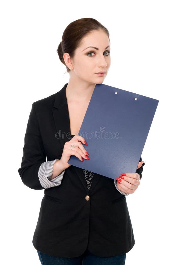 Portrait of the Business Woman with Folder Stock Photo - Image of ...