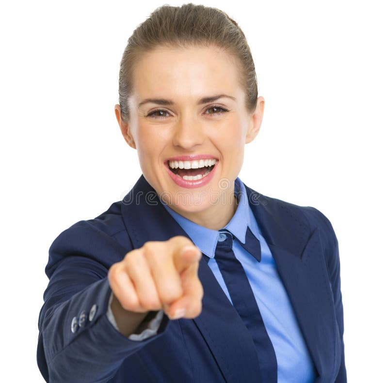 Portrait of Business Woman Pointing in Camera Stock Photo - Image of ...