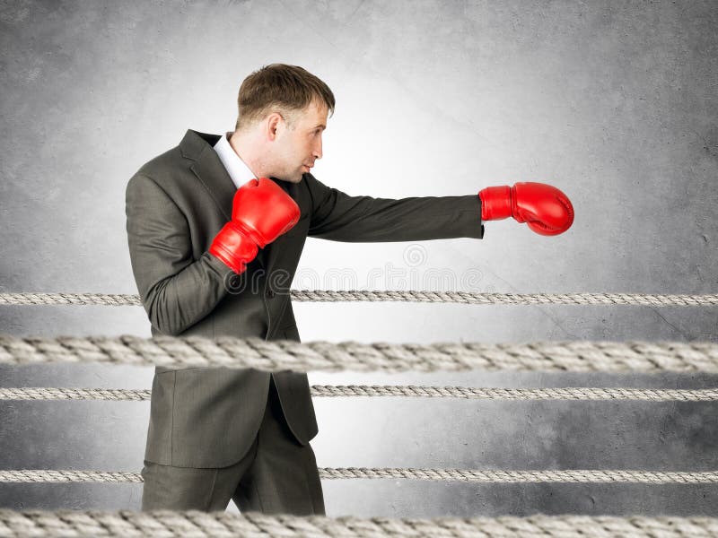 Portrait of Businessman Boxing Stock Image - Image of attack ...