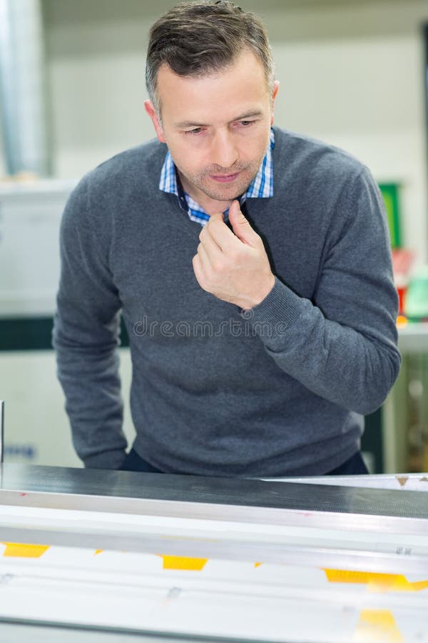 Portrait Businessman Checking Work Done Stock Image - Image of printing ...