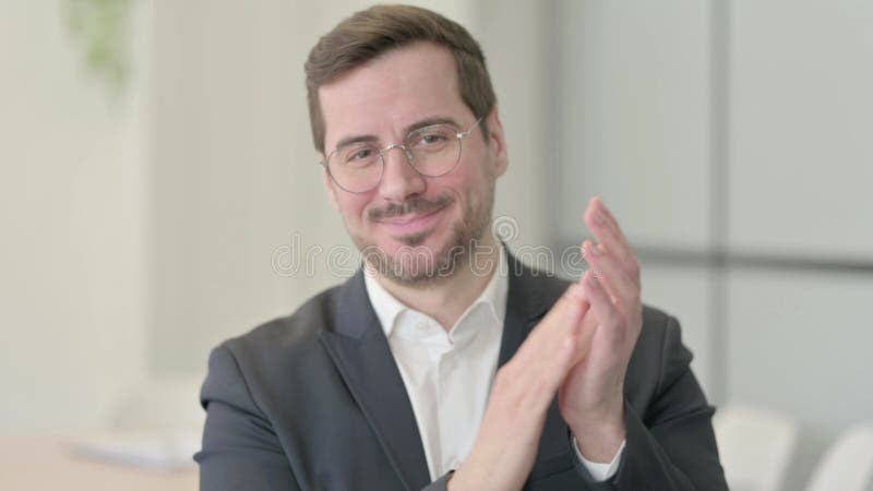 Portrait of Businessman Clapping in Appreciation Stock Video - Video of ...