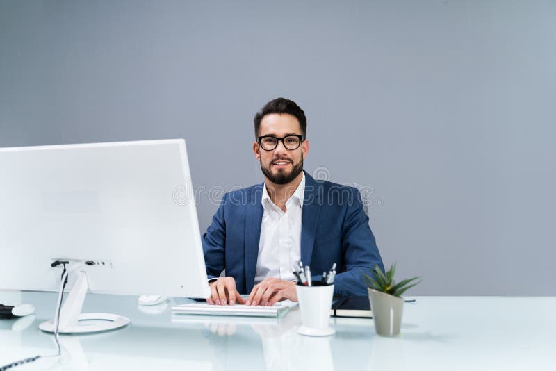 Businessman Working at the Office Stock Image - Image of desktop ...