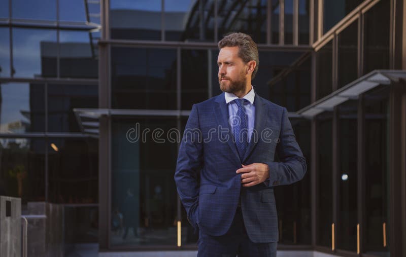 Portrait of Businessman in Front of Modern Office. Stock Image - Image ...