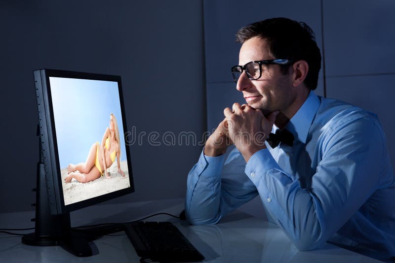Portrait of Businessman Looking at Computer Stock Photo - Image of ...