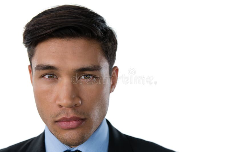 Portrait Of A Serious Young Man With Raised Eyebrows Stock Photo ...