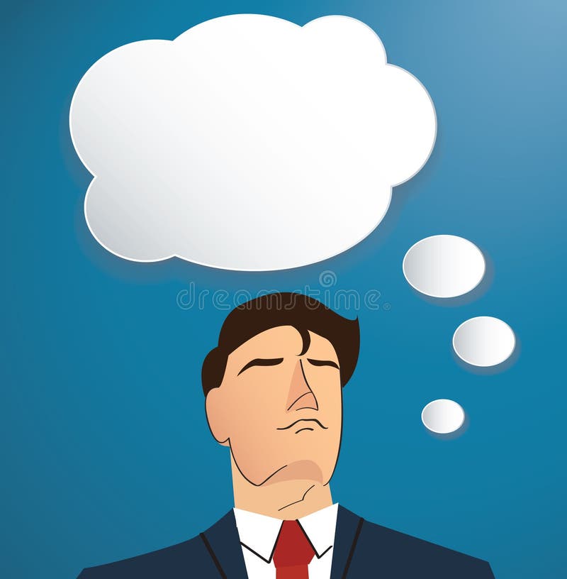 Portrait of Businessman Thinking with Cloud Chat Box Background Stock ...
