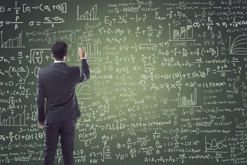 Portrait of Businessman Writing on Blackboard Stock Photo - Image of ...