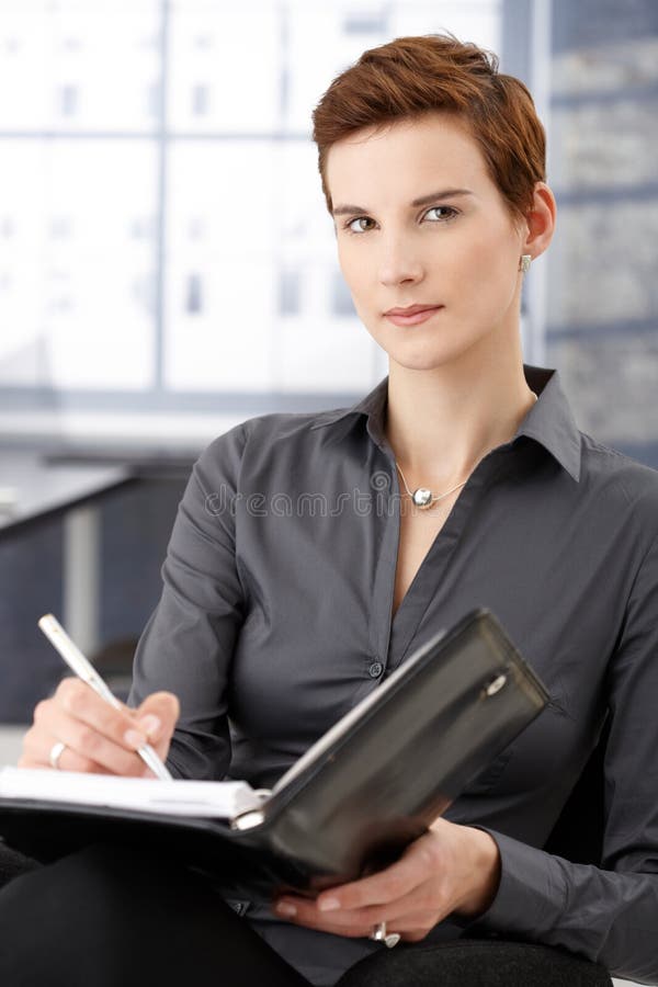 Portrait of Businesswoman Taking Notes Stock Photo - Image of note ...
