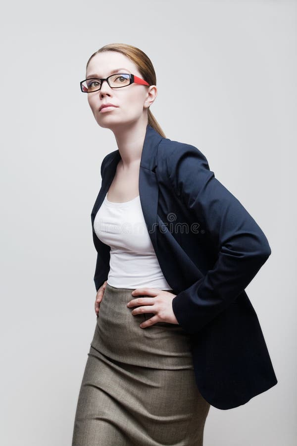 Portrait Of A Businesswoman Wearing Glasses Stock Image Image Of