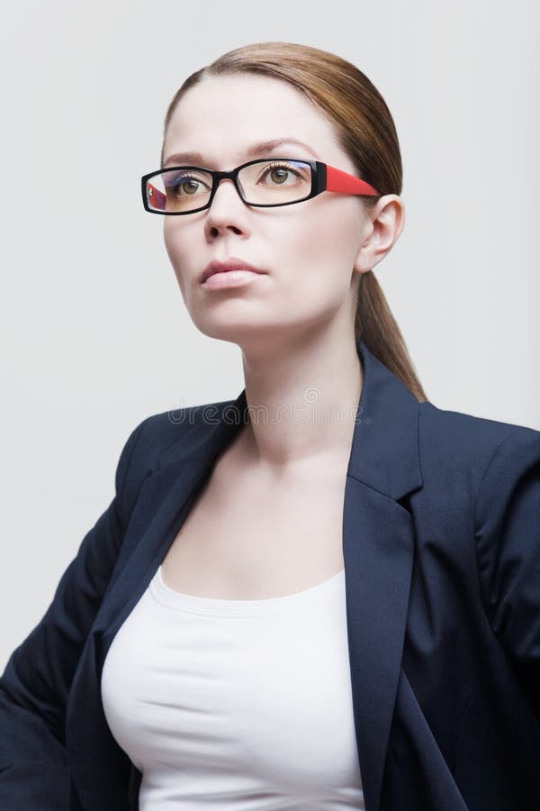 Portrait Of A Businesswoman Wearing Glasses Stock Image Image Of