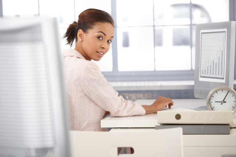 Portrait of Businesswoman at Work Stock Image - Image of copy ...