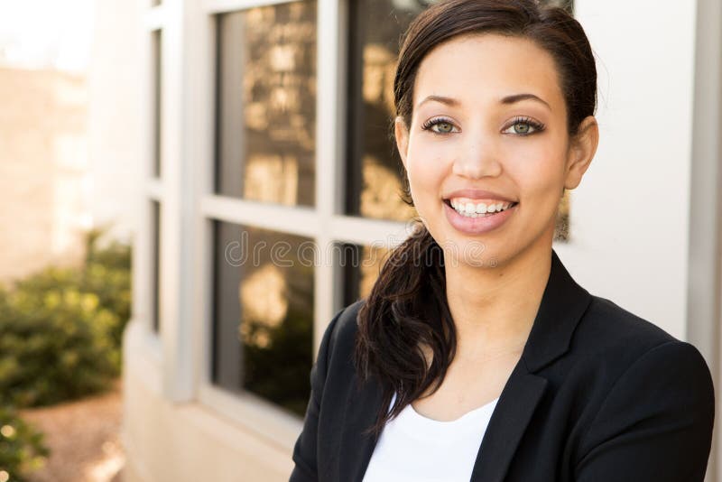 Portrait of a Businesswoman at Work. Stock Image - Image of mixed ...
