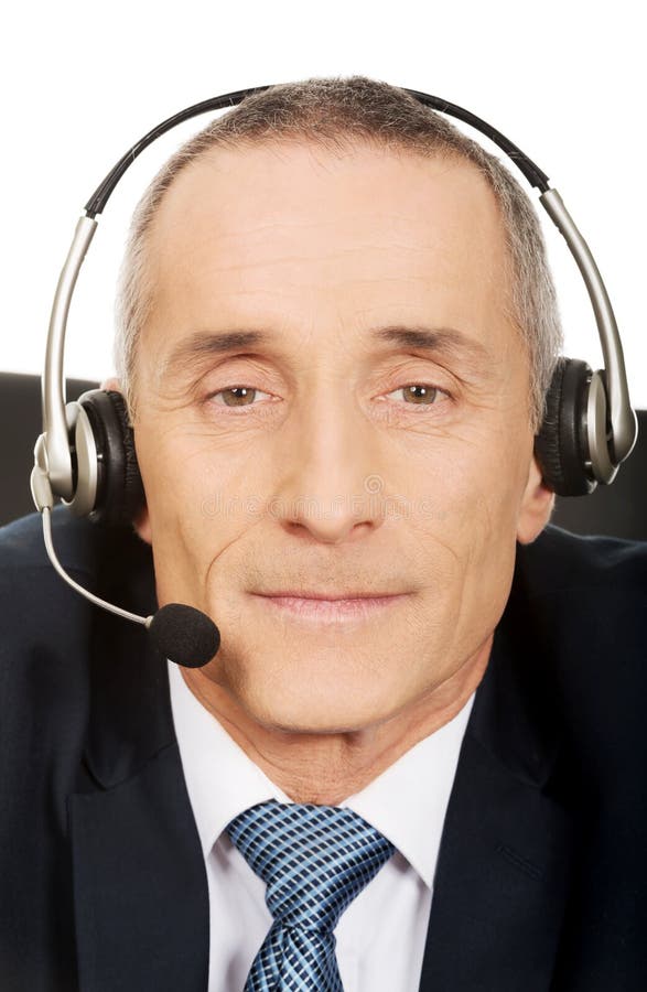 Portrait of Call Center Man Sitting in the Office Stock Image - Image ...