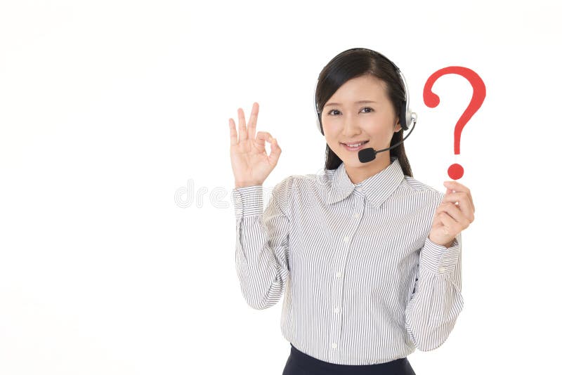 Call Center Operator with a Question Mark Stock Photo - Image of face ...