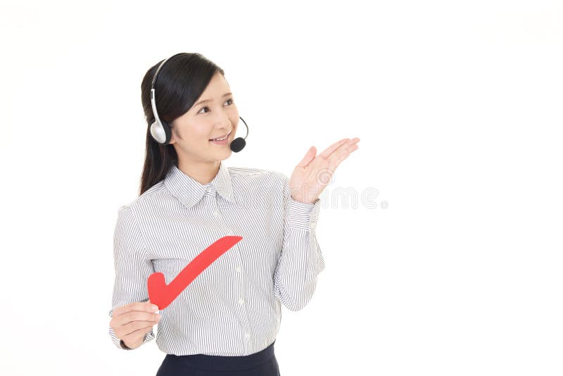 Operator with a check mark stock photo. Image of hand - 115257974