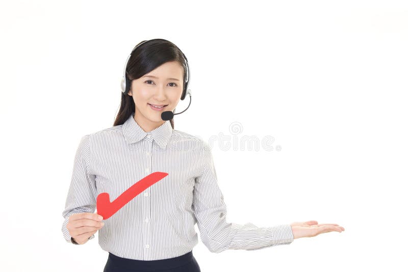 Operator with a check mark stock photo. Image of examine - 115257980