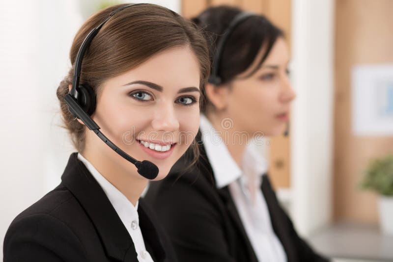 Portrait of Call Center Worker Accompanied by Her Team Stock Image ...