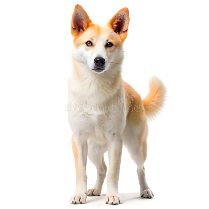 Portrait of Canaan Dog Dog Looking at Camera, Copy Space with White ...